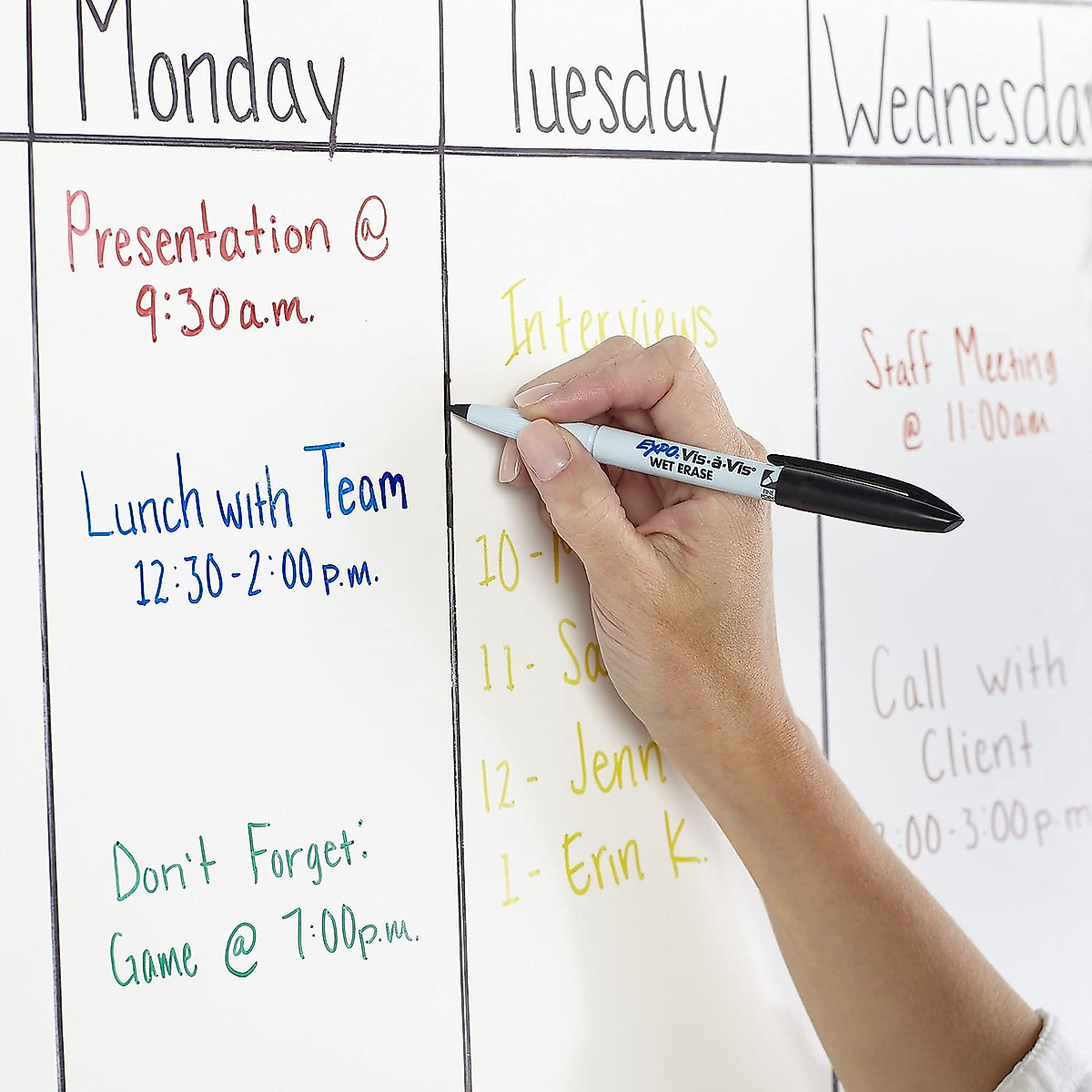 Expo Vis-A-Vis Wet-Erase Marker, Fine Point, Black Ink, Dozen (San16001)