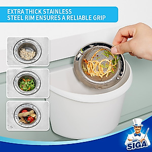 MR.SIGA Kitchen Sink Strainer, Stainless Steel Sink Drain Strainer, Dishwasher Safe, 2 Pack