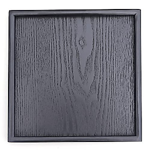 Solid Wood Serving Tray, Square Non-Slip Tea Coffee Snack Plate, Serving Tray with Raised Edges, for Home Kitchen Restaurant (9.5x9.5inch, Black)