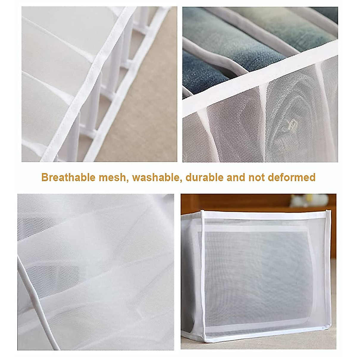 Dongyue 6 Grids Wardrobe Clothes Organizer Jeans Wardrobe Organizer Washable Mesh Kids Drawer Organizer suit for Kid Clothes,Underwear,Socks (White, Small)