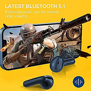 Bluetooth Headphones 5.1, True Wireless Earbuds 25H Playtime Built-in 4 Mics, CVC8.0 ENC Clear Calls, Deep Bass, USB-C Fast Charge, IPX5 Waterproof, Ear Buds for Sport Work