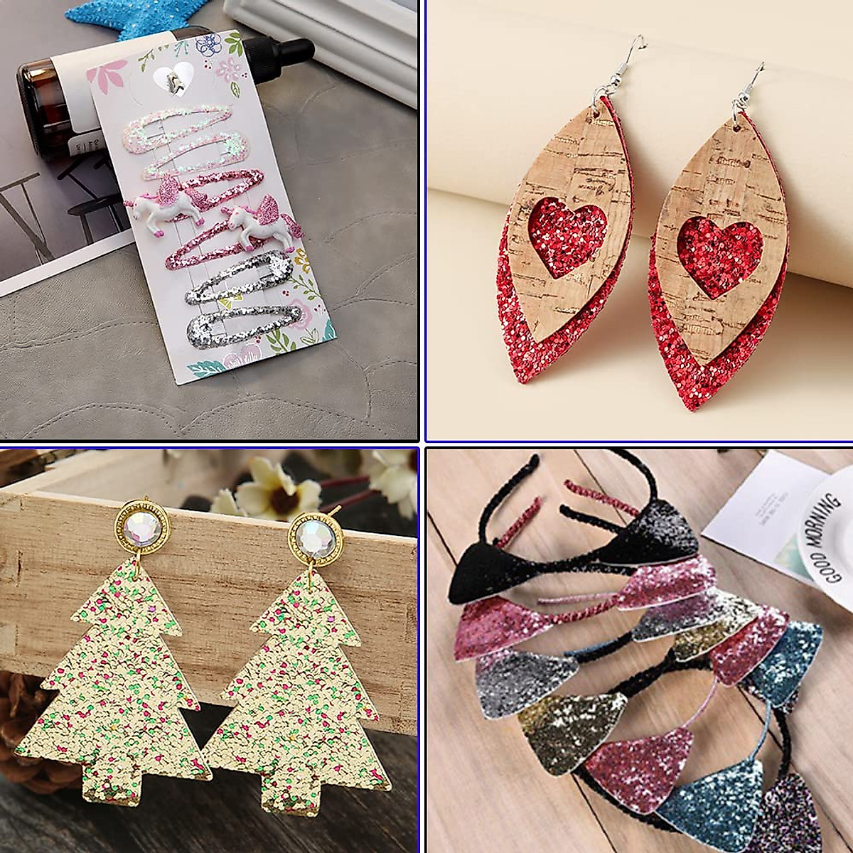 HGUAN Green Chunky Glitter Faux Leather Sheets Fabric 1Roll 12"x53"(30cmx135cm),Used in Making Bows, Earrings, Accessories and DIY Handicraft Projects (Green)