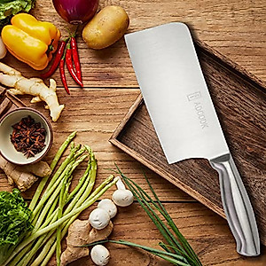 ADCODK Cleaver Knife-Chinese Chef Sharp Knife Butcher Vegetable Meat Cutting Slicing Asian Kitchen Knife Stainless Steel Hollow Handle