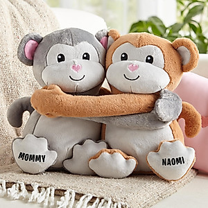 Let's Make Memories Personalized Hugging Plush Monkeys - Monkey Stuffed Animal for Kids - for Birthday - for Boy - for Girl - Te Quiero - Familia