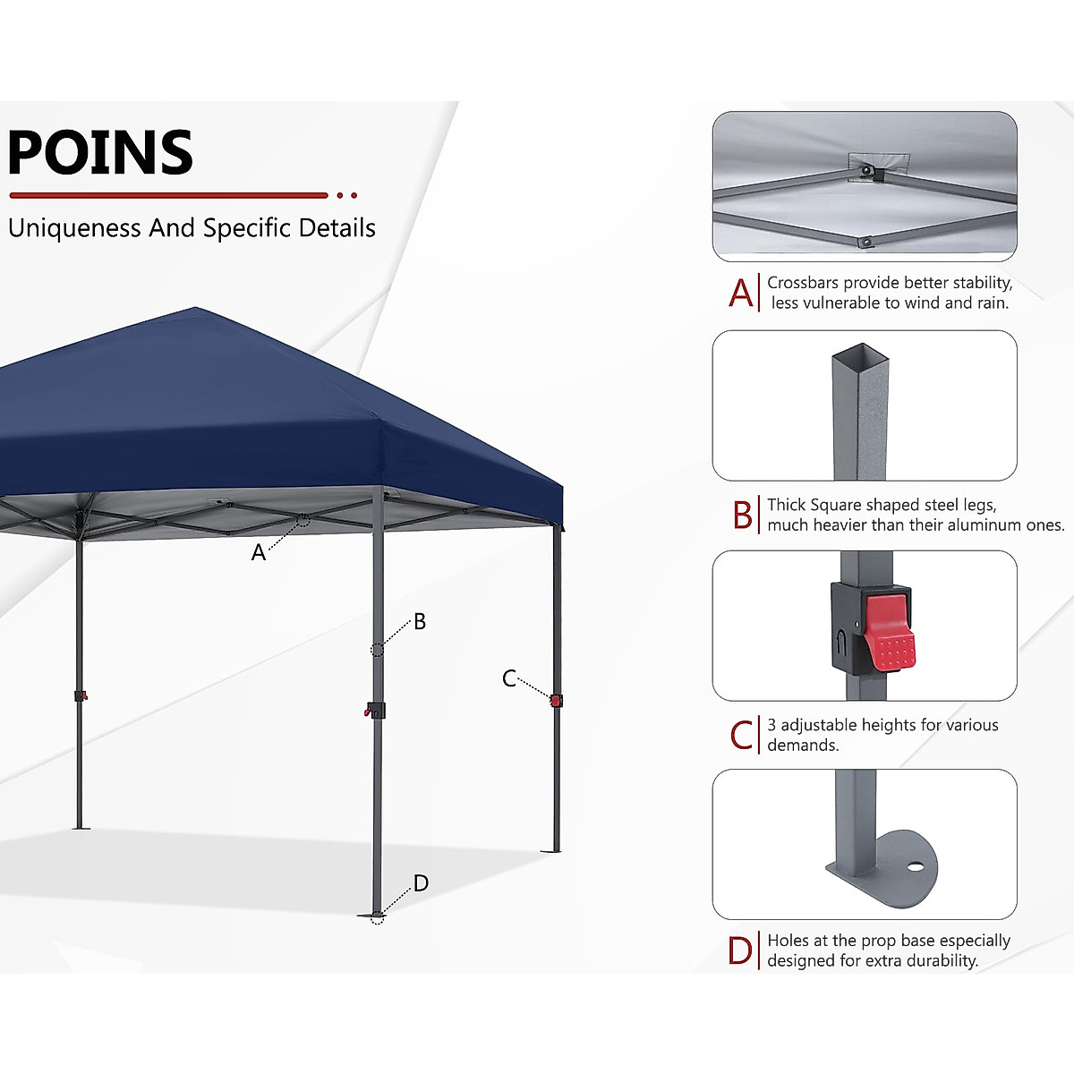 ABCCANOPY Outdoor Easy Pop up Canopy Tent 10X10, Navy Blue
