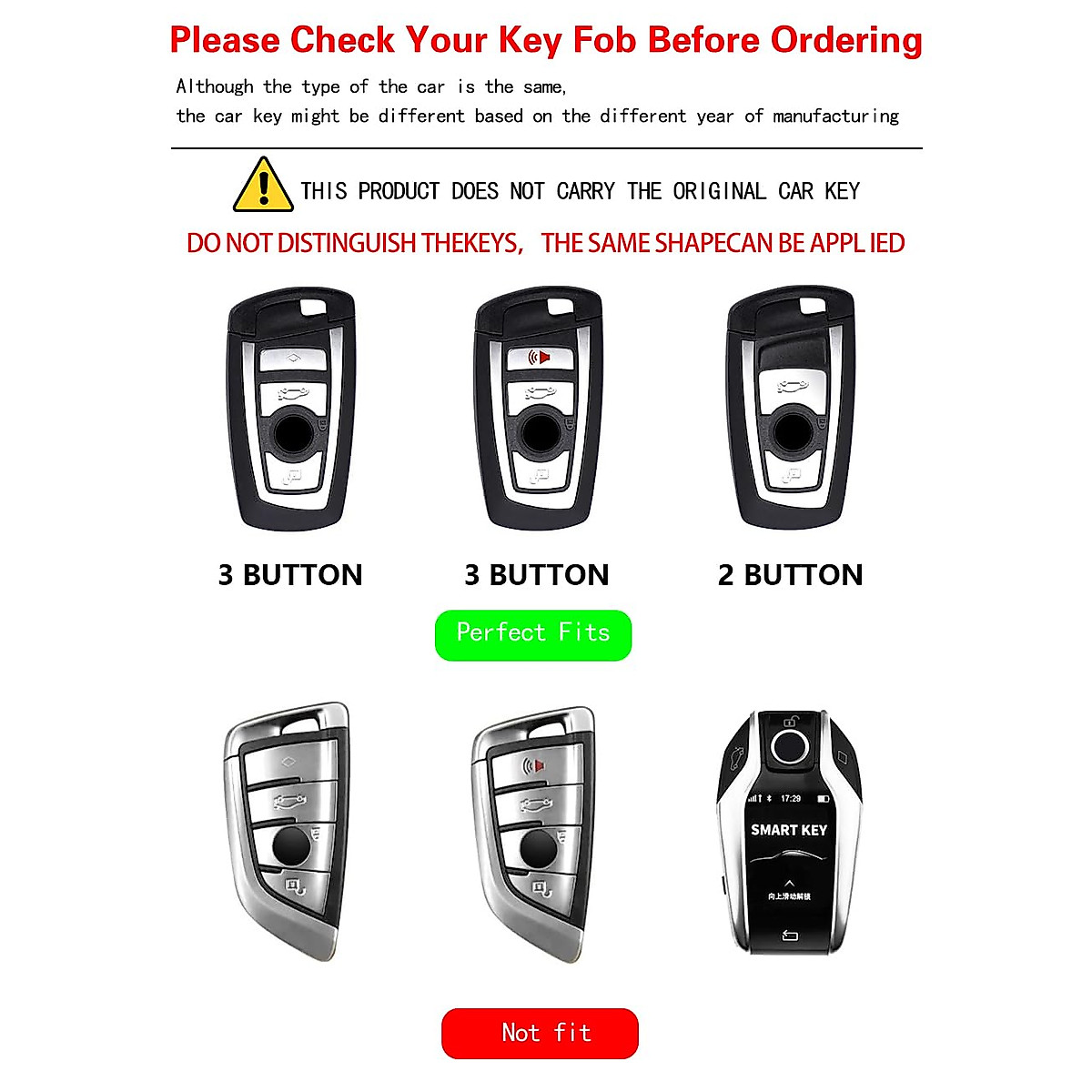 HUBEIVO for BMW Key Fob Cover Case Metal Shell Car Smart Keys Protect Keychain Compatible 1 3 4 5 6 7 Series X3 X4 M5 M6 GT3 GT5 (P-BWAqz-Brown)