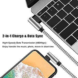 finekeep 90 Degree iPhone Charger Cable10FT 3 Pack Heavy Duty iPhone Charger Nylon Braided Fast Charging Cord Compatible with iPhone 121111 ProXS MaxXRX876s Plus5SE (Grey)