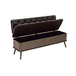Deco 79 Industrial Metal Storage Bench, 54" x 19" x 31", Black