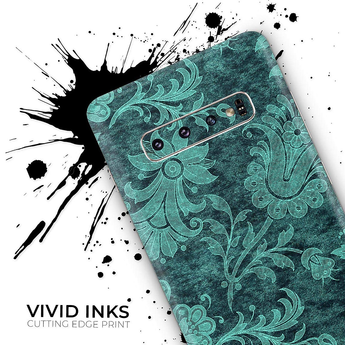 DesignSkinz Green and Teal Floral Velvet v3 Protective Vinyl Decal Wrap Skin Cover Compatible with The Samsung Galaxy S20 (Screen Trim & Back Glass Skin)