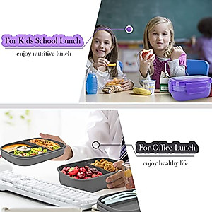 CocoMeiwei Bento Box Adult Lunch Box, Bento Lunch Box with 5 Silicone Cupcake Liners, Leak-proof Bento Lunch Box Containers 3 Tiers 50oz, 6compartments Large Capacity for Working Grey