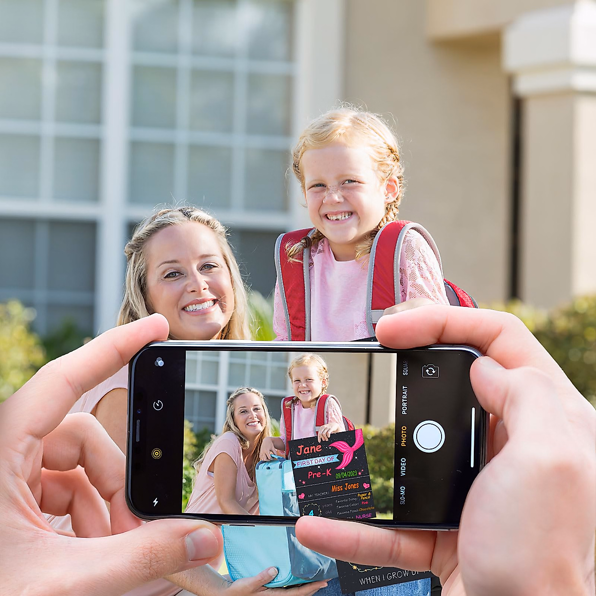 Reusable First Day of Preschool Sign, First Day of School Board, Back to School Board, 10 x 12 Inch Double-Sided 1st Day & Last School Sign for Kindergarten