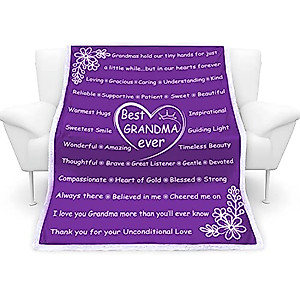 Grandma Gift Blanket with Loving and Caring Words, Best Grandma Gifts, Super Soft and Cozy Throw for Grandmother, Grandma Birthday Gifts, for Grandma, Mimi, Gigi from Grandchildren
