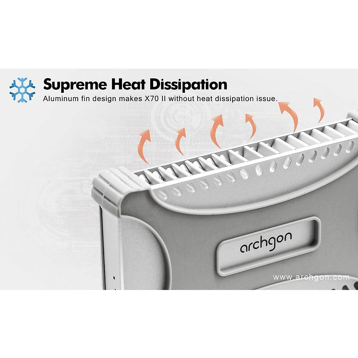 archgon 2TB Thunderbolt 3 Aluminum External NVMe SSD Drive with Combo Thermal Pads and Silicone Protector Model X70 II (2TB, Silver)