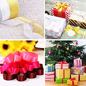 LIUYAXI 300 Yard Satin Ribbon -18 Silk Ribbon Rolls & 2 Glitter Metallic Ribbon Rolls, 2/5" Wide 15 Yard/Roll, Ribbons Perfect for Gift Wrapping, Wedding, Party Decoration and More