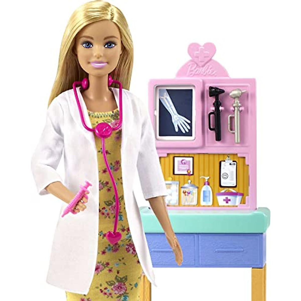 Barbie Careers Doll & Playset, Pediatrician Theme with Blonde Fashion Doll, 1 Patient Doll, Furniture & Accessories