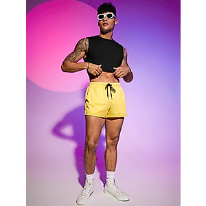 SOLY HUX Men's Solid Sleeveless Round Neck Casual Summer Crop Tank Top Shirts Black S