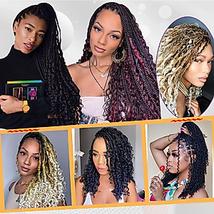 Beverlee Goddess Box Braids Crochet Hair 14 Inch Boho Box Braids 8 Packs Crochet Hair Bohemian Box Braids Crochet Braids Box Braids Curly Ends Messy Pre-looped Synthetic Curly Crochet Hair for Women