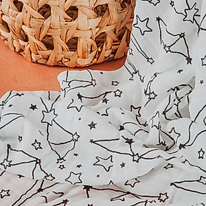 Iron Lily Muslin Swaddle Blankets for Baby Boys & Girls -Stars (3pack) - 70% Rayon derived from Bamboo, 30% Cotton- Newborn Black and White Muslin Blanket Baby - Receiving Muslim Infant Wrap Swaddles