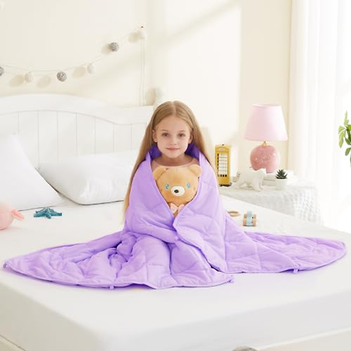 L'AGRATY Weighted Blanket - 40"x60" 7lbs Cooling Breathable Weighted Heavy Blanket Microfiber Material with Glass Beads Small Blanket for All-Season Summer Fall Winter Soft Thick Blanket