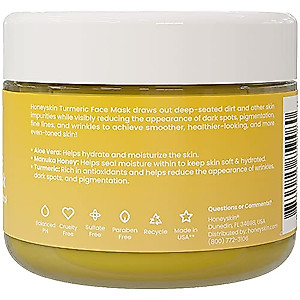 Turmeric Face Mask for Sensitive Skin - Deep Pore Cleansing Mask - Skin Moisturizing Face Mask - Organic Face Mask Skin Care with Manuka Honey, Kaolin Clay and Bentonite Clay Mask (3oz)