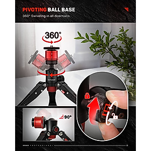 IFOOTAGE Small Tripod, Professional Mini Tripod for Photography, Tabletop Tripod for Photography, Aluminum Heavy Duty, Desktop Tripod Compatible with Sony, Nikon, Canon DSLR Camera, IFOOTAGE Base