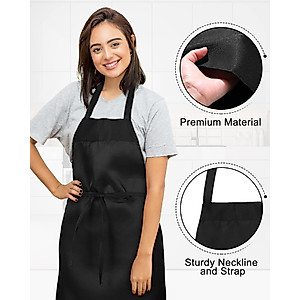 36 Pack Bulk Plain Aprons for Man Woman Adult Unisex Apron Machine Washable Adjustable Bib Aprons(Black)