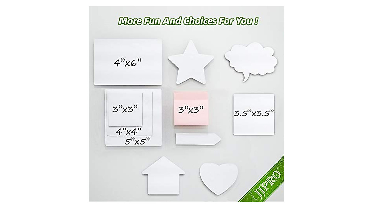 JJPRO Reusable Dry Erase Sticky Notes 12-Pack for Smooth Surfaces