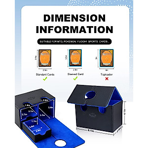 UAONO Card Deck Box for MTG Commander Deck, Double Deck Box With Dice Tray Holds 200+ Sleeved Trading Cards, Card Case Storage Box for Magic The Gathering Sports Playing Cards (Black&Blue)