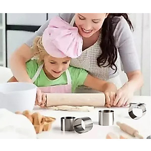 Cake Rings 6 Packs 2.4 x 2 inch Stainless Steel Nonstick Tart Ring Round Ring Molds Mousse Dessert Rings Tart Molds for Baking (6 x tall)