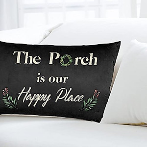 DZGlobal Porch Pillows Decorative Outdoor Pillows for Patio Furniture Cushions Covers Set of 2 Welcome Lumbar Pillow with Words 12x20 for Outside Chair Bench