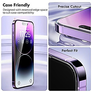 UNBREAKcable 3-Pack Screen Protector for iPhone 14 Pro Max, Double Shatterproof Tempered Glass [Easy Installation Frame] [9H Hardness] [99.99% HD Clear] [Case Friendly] for iPhone 6.7 inch