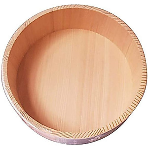 TIKUSAN Wooden Hangiri Sushi Rice Mixing Tub Copper Band Made in Japan Made of Sawara Cypress Sushi Rice Bowl Sushi Oke (13" (33cm))