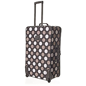 Rockland Escape 4-Piece Softside Upright Luggage Set, Telescoping Handles, Black Dot, (14/19/24/28)