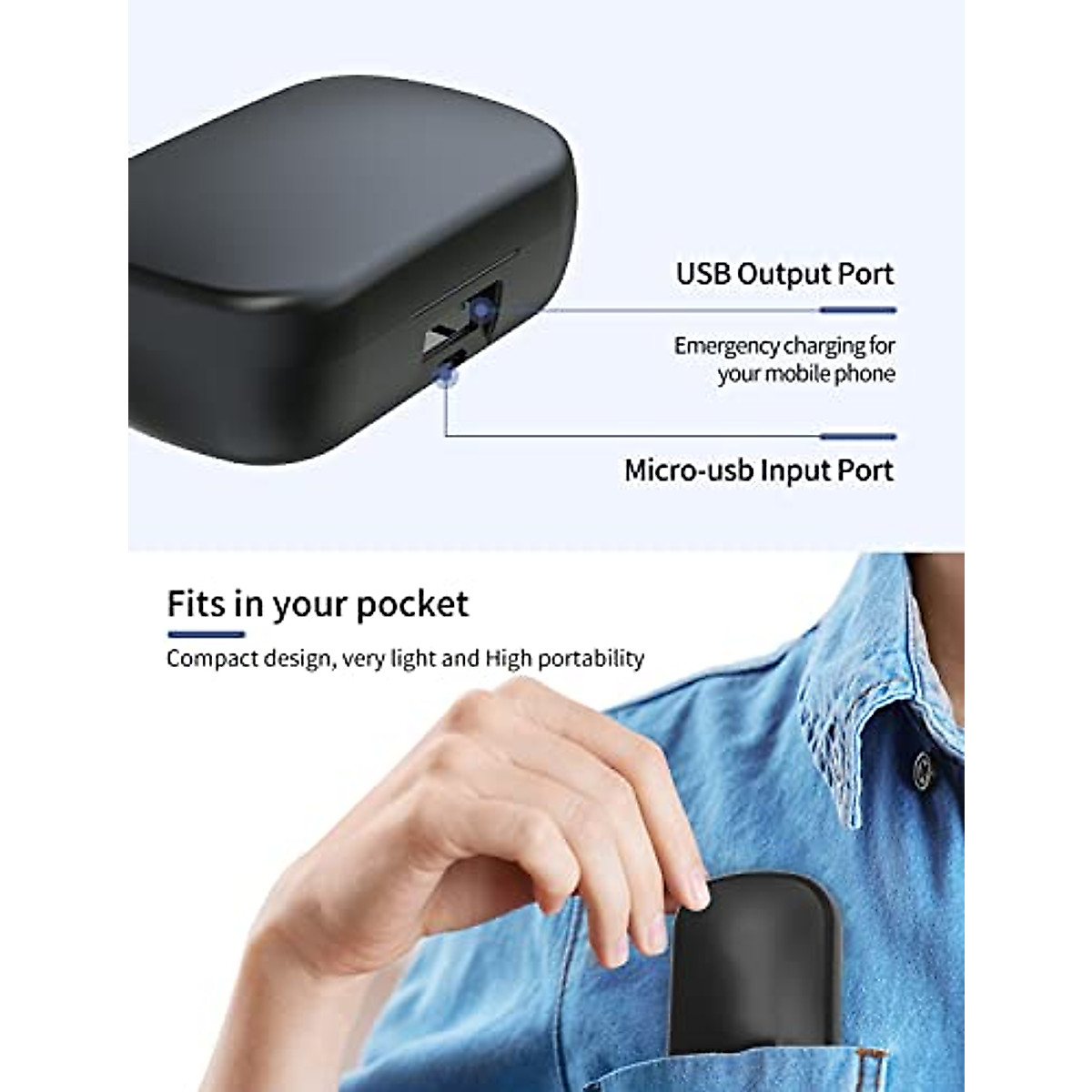 Wireless Earbuds, Bluetooth 5.1 Headphones Wireless Immersive Bass Sound in-Ear Headphones with Noise Cancellation Mic, Waterproof Bluetooth Earphone with Charging Case for Work, Sports (Black)