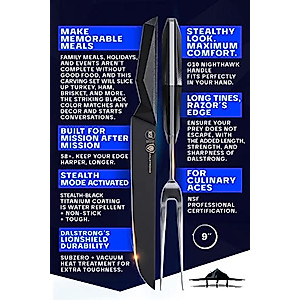 Dalstrong Carving Knife & Fork Set - 9" Blade - Shadow Black Series - Black Titanium Nitride Coated - High Carbon - 7CR17MOV-X Vacuum Treated Steel- Sheath - NSF Certified