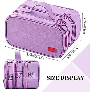 SAIVEN Large Capacity Pen Pencil Case Stationery Storage Large Handle Pen Pouch Bag 3 Layers Pen Pencil Organizer Bag with Double Zipper, Cosmetic Bag for Men Women Adults (Purple)