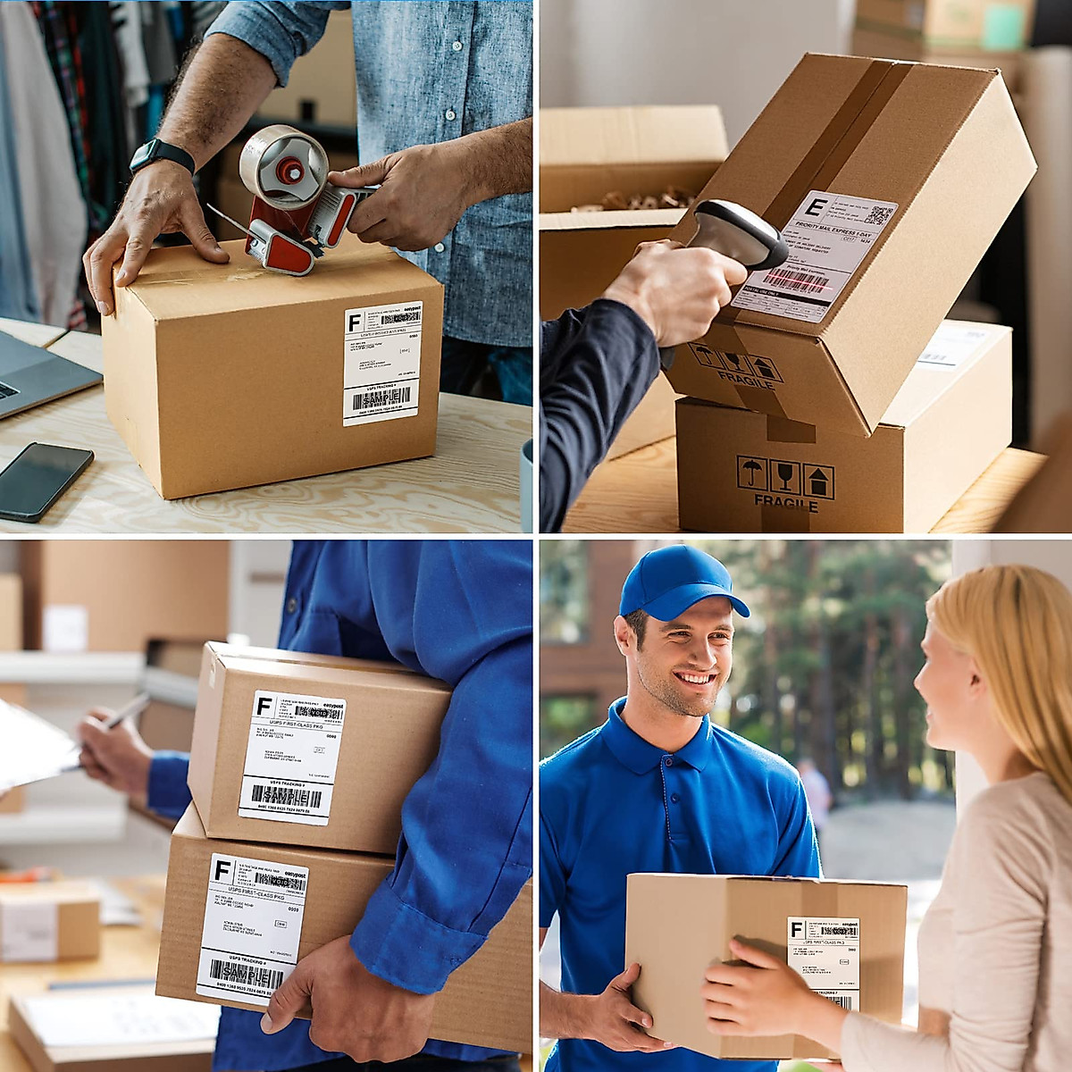 MaxGear 4" x 6" Direct Thermal Labels, 500 Fanfold Labels, for Shipping & Mailing, Perforated White, Commercial Grade with Permanent Adhesive, Compatible with Most Thermal Printers,1 Stack