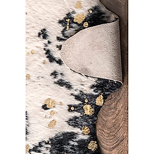 nuLOOM Iraida Contemporary Faux Cowhide Area Rug, 3' 10" x 5', Black
