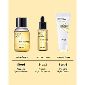 COSRX Honey Glow Kit | Propolis Synergy Toner, Ampoule, Cream | Moisturizing, Hydrating, Nourishing