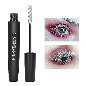 Maydear White Mascara for Eyelashes, Waterproof Colored Mascara Long Lasting Smudgeproof Color Mascara for Women Fast Dry Lengthening Eye Makeup Party Stage Use