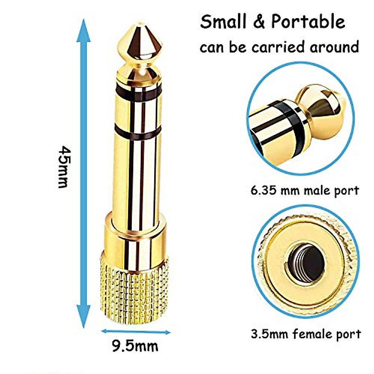 Headphone Jack Adapter 6.35mm 1/4Inch Male to 3.5mm 1/8 Inch Female Jack Headphone Audio Stereo Jack Plug Adaptor Converter (6.35mm (1/4 inch) Male to 3.5mm (1/8 inch) Female)