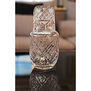 ONS ELITE Bedside Water Carafe with Glass Set - Glass Carafe 16 oz/Cup 4.5 oz - Bedside Carafe Pitcher and Cup - Night Carafe with Glass - Beautiful Gift Box (ORCHID)