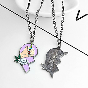 litymitzromq Gold Tone Necklace for Women Girls, Fashion Best Buds Print Cigarette Lighter Partly Heart Shape Necklace Pendant Handmade Gold Pendant Choker Long Choker Chain Pendent Necklace
