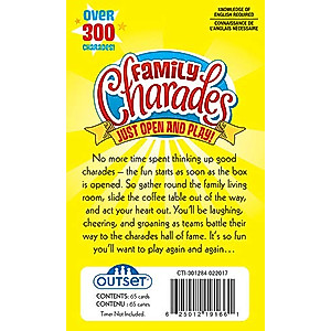 Outset Media Family Charades Card Game Travel Friendly - Includes Over 300 Charades - Perfect for Parties, Vacations, and Holidays - Ages 8+