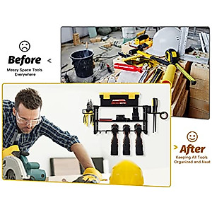 BTideas Power Tool Organizer, Drill Holder Wall Mount, Heavy Duty Garage Tool Organizer and Storage, Suitable Power Tool Organizer Wall Mount for Tool Room, Workshop, Garage (Black)