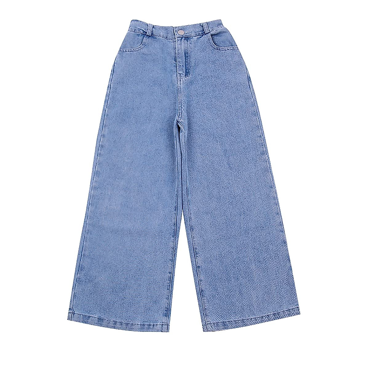 Milokado Big Girls Kids Jeans Casual Elastic Waist Wide Leg Demin Pants Size 5-13 Years (Blue Z, 12-13 Years)