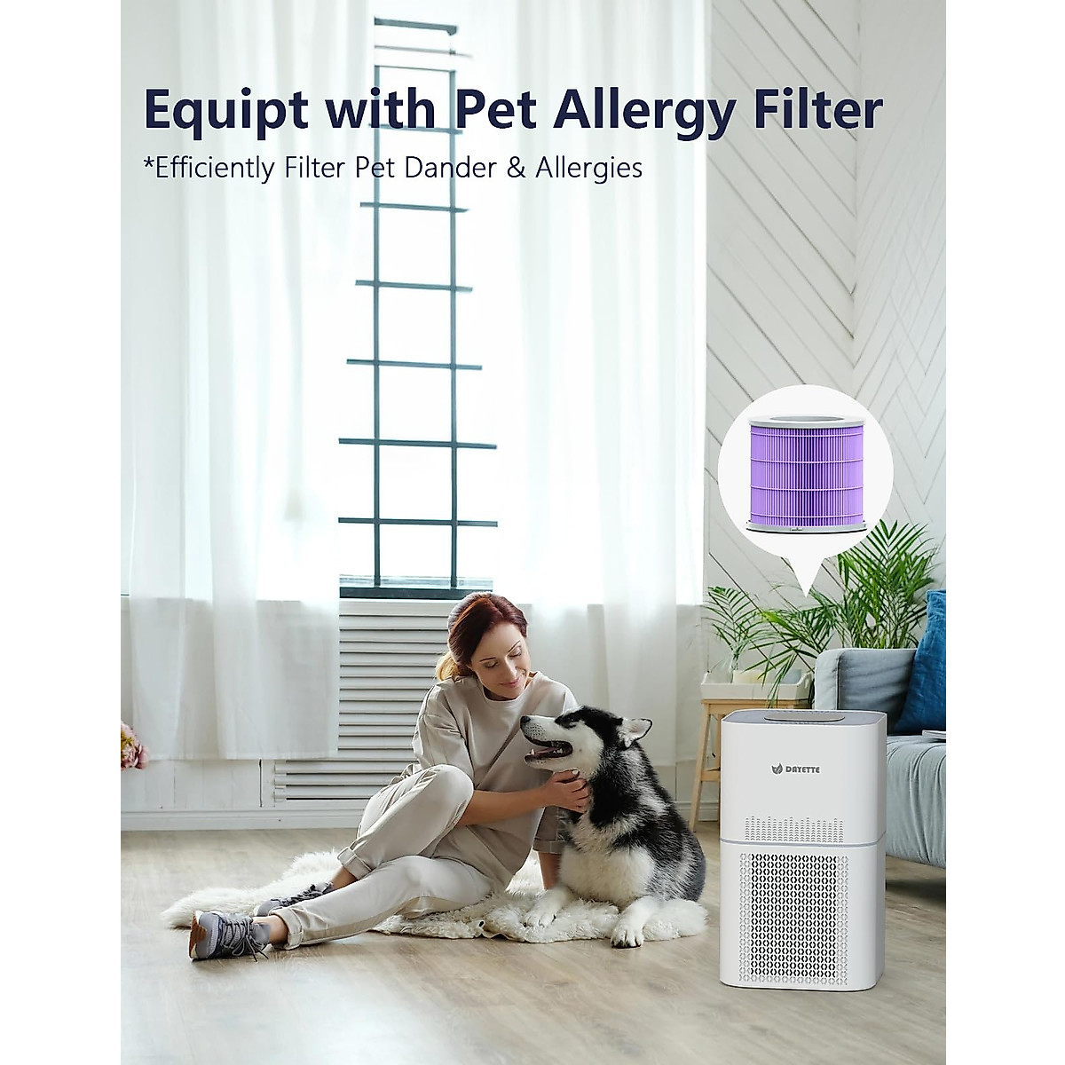 Dayette Air Purifiers for Pets Large Room Up to 2200 Ft² with Air Quality Monitor,Auto Mode and Sleep Mode, HEPA Filter Captures Pet Allergies, Smoke, Dust, Pollen, AP301 Pet