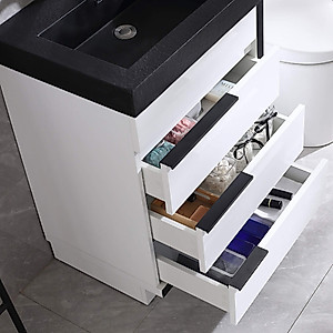 Dowell 024 Single Bathroom Vanity Set (24", Glossy White Vanity, Matte Black Sink)