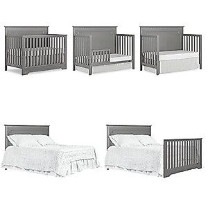 Dream On Me Morgan 5-in-1 Convertible Crib in Storm Grey, Greenguard Gold Certified 55x30x44.5 Inch (Pack of 1)