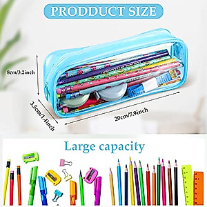 12 Pcs Clear PVC Pencil Case with Zipper Transparent Makeup Pouch Cosmetic Make up Bag Organizer Big Capacity Waterproof Pencil Bag for School Office Travel Women Student Kid(Multicolor)